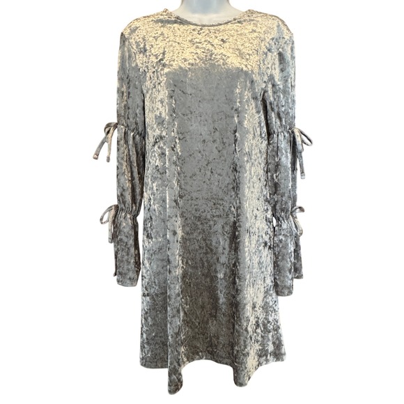 Primark | Dresses | Primark Crushed Velvet Dress Bell Sleeve 8 Silver ...